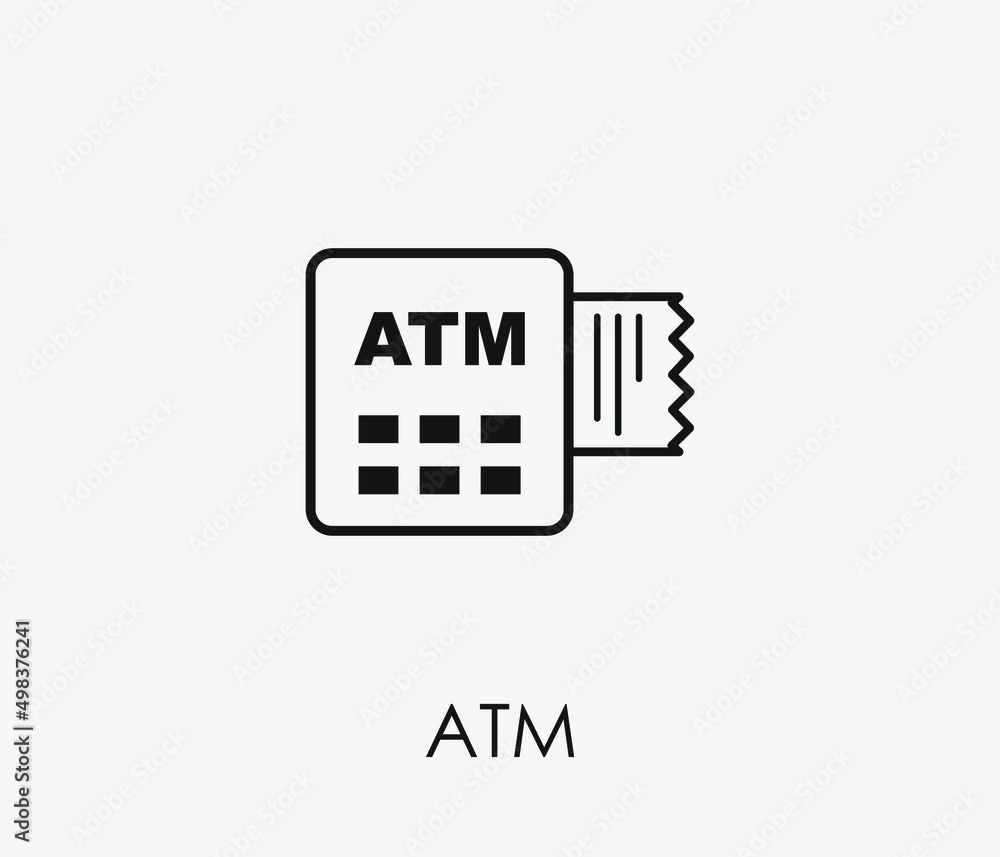ATM vector icon. Editable stroke. Symbol in Line Art Style for Design ...