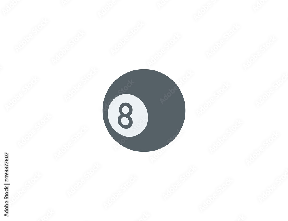 Pool 8 Ball vector flat emoticon. Isolated Pool 8 Ball illustration ...