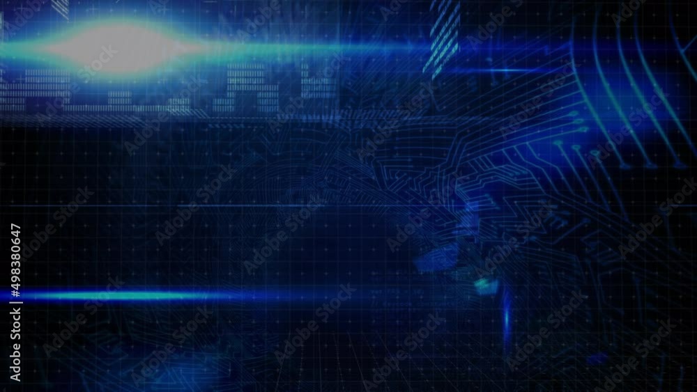 Animation of data processing and screens on blue background Stock Video ...