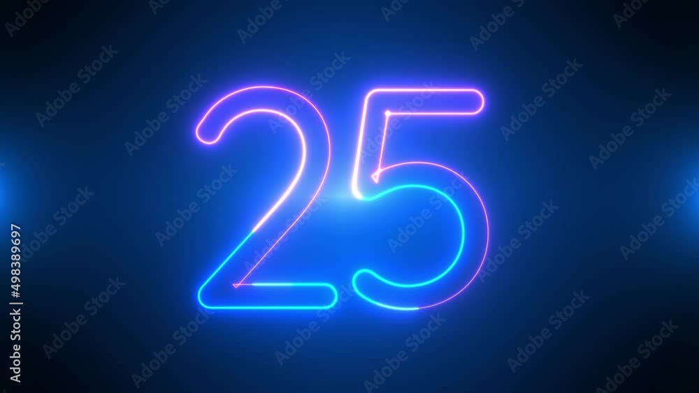 Neon bright glowing countdown timer from Purple and blue Neon Light 30 ...