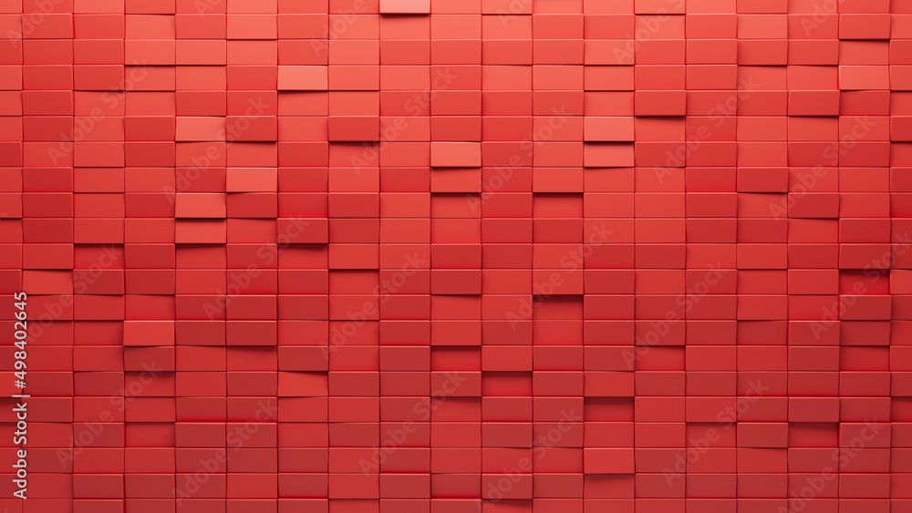 3D, Red Wall background with tiles. Rectangular, tile Wallpaper with ...