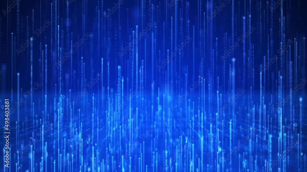 Blue digital particles rising is a spectacular motion, blue digital ...