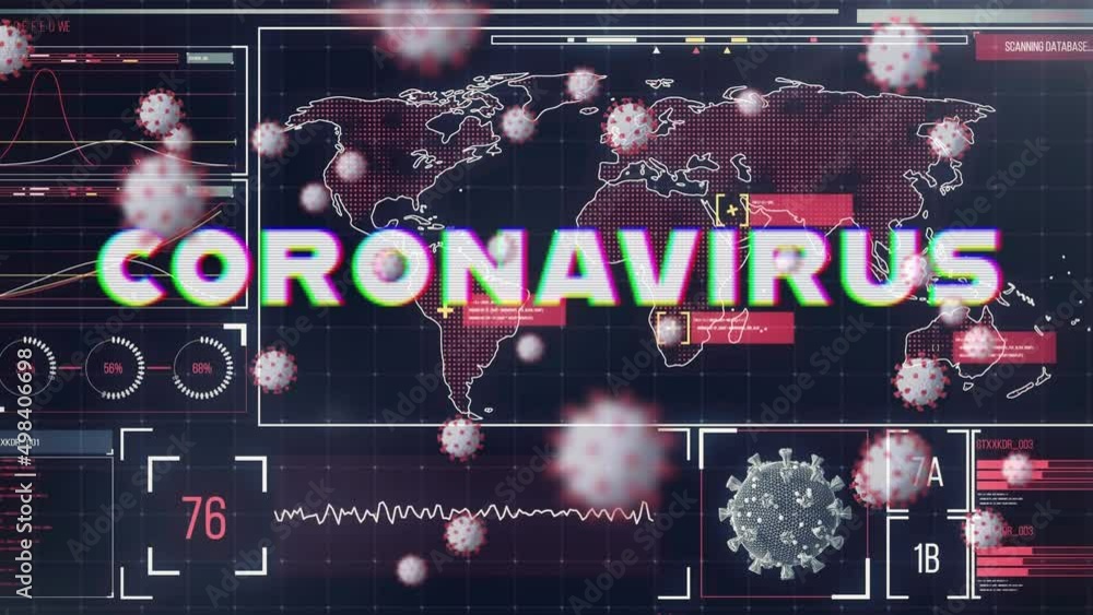 Animation of covid 19 text and cells with data processing over world ...