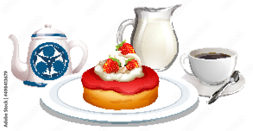 Afternoon tea cartoon set Stock Vector | Adobe Stock