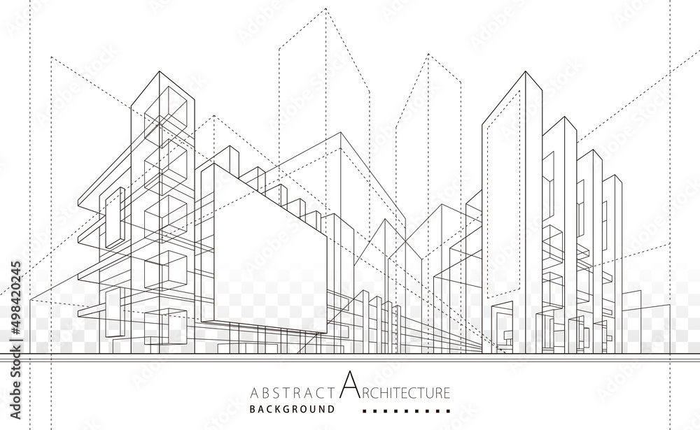 Grafika wektorowa Stock: 3D illustration linear drawing. Imagination ...