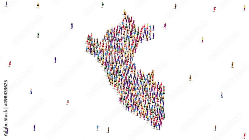 Peru Map A large group of people form to create a Peru map. 4K Video ...