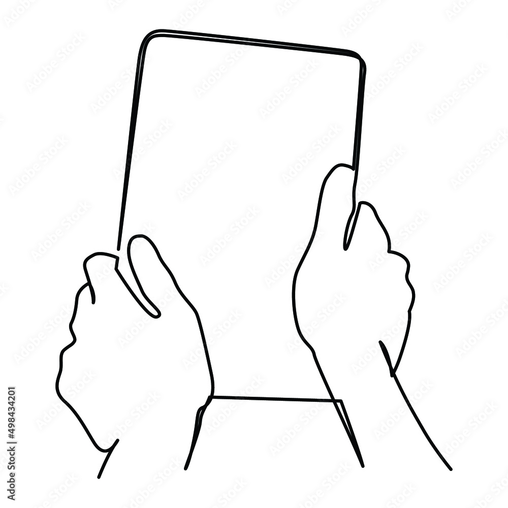 One Line Continuous Drawing Of Two Hands Holding Book Stock Vector