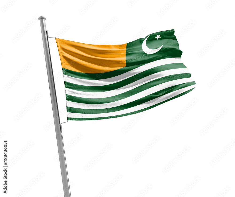Kashmir national flag cloth fabric waving on white background. Stock ...