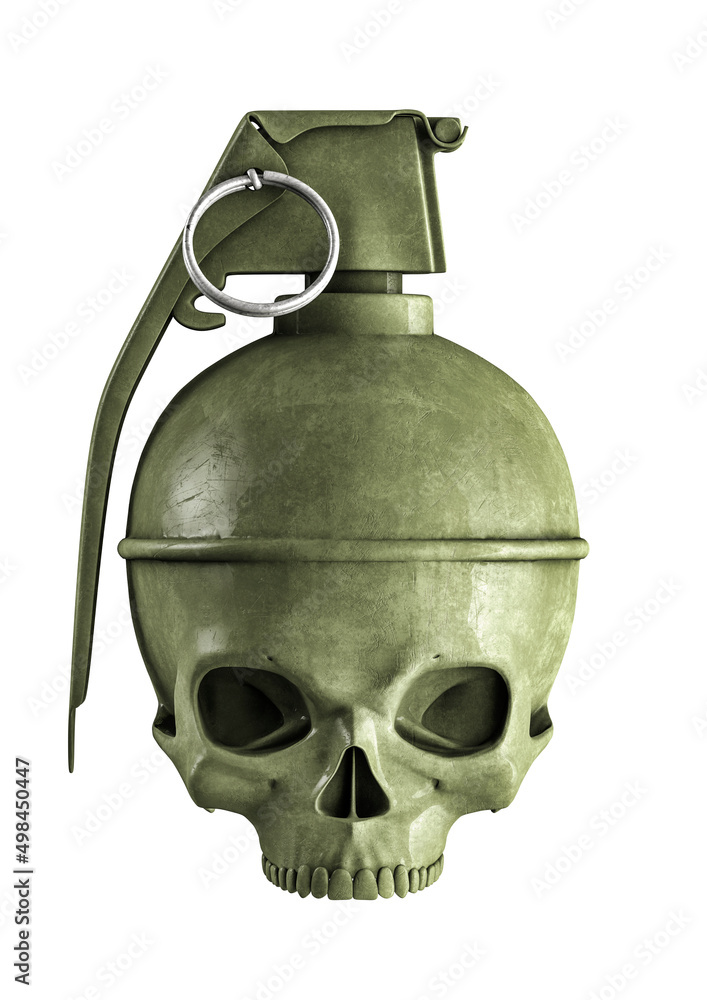 Skull grenade vintage - 3D illustration of old worn skeleton head ...