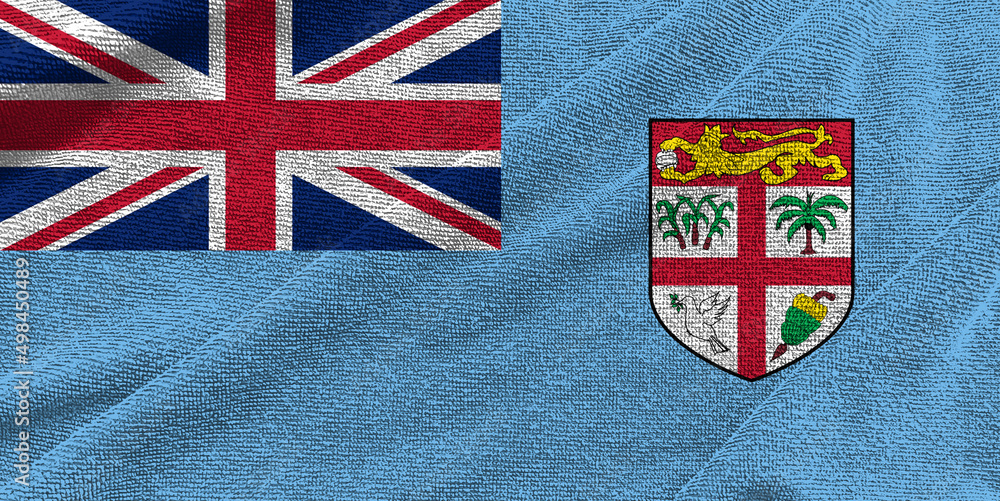 Fiji flag wave background,Symbols of Fiji , 3D illustration ilustração ...