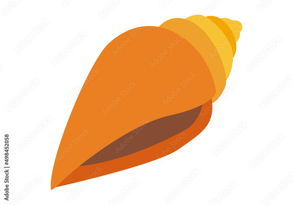 Caracola marítima de color naranja sobre fondo blanco. Stock Vector ...