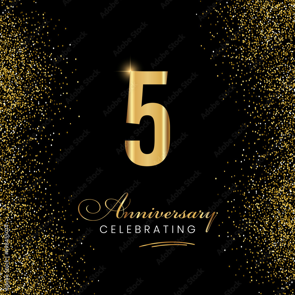 5 Year Anniversary Celebration Vector Template Design. 5 years golden ...
