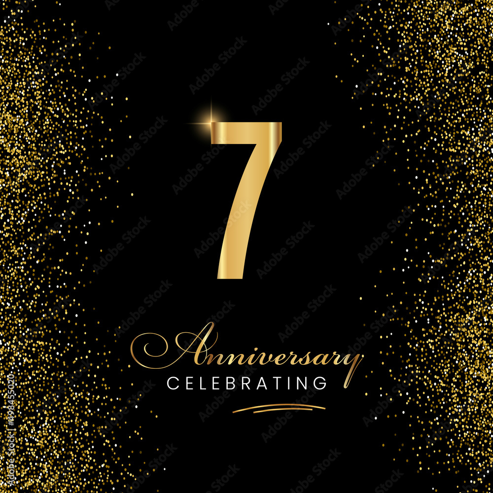 7 Year Anniversary Celebration Vector Template Design. 7 years golden ...