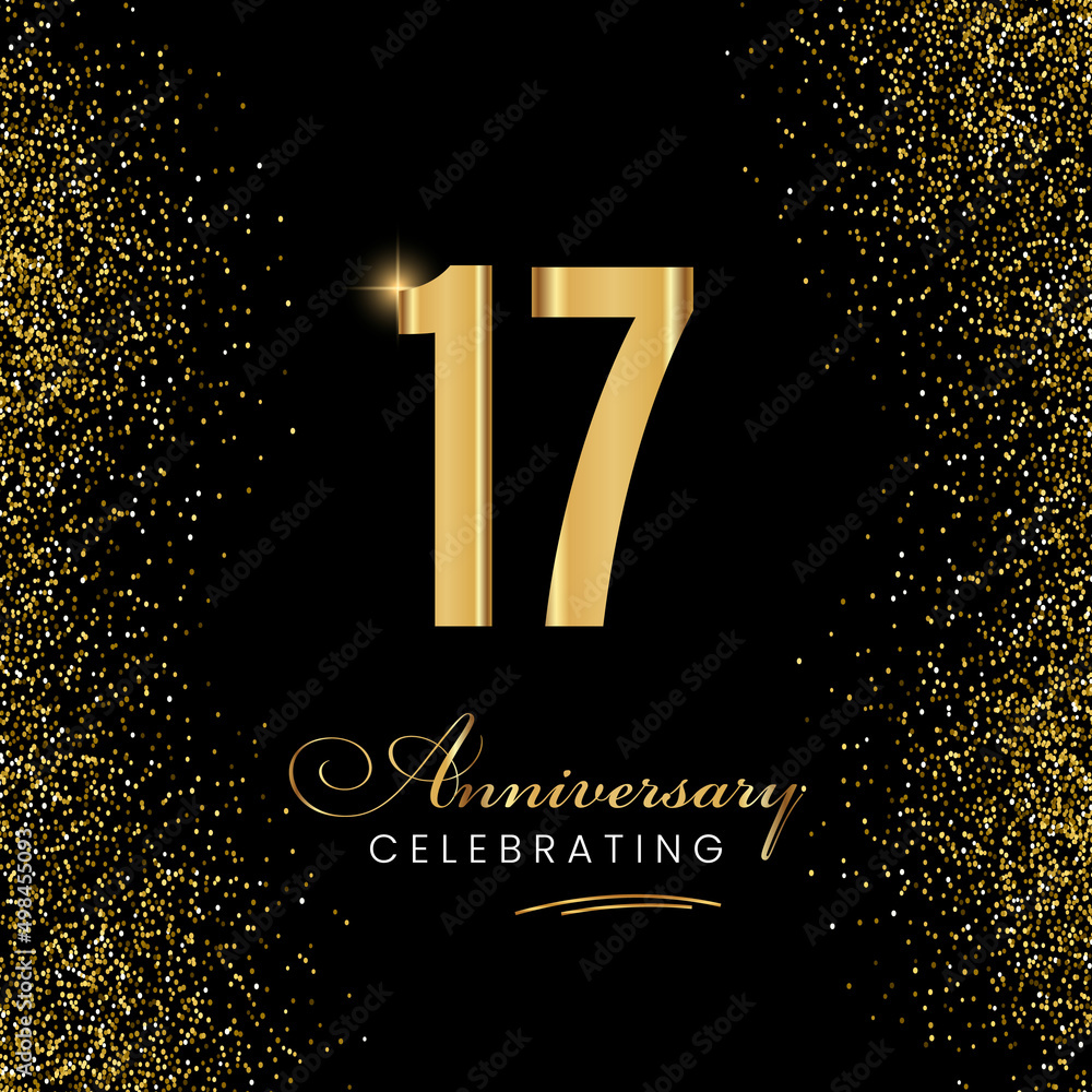 17 Year Anniversary Celebration Vector Template Design. 17 years golden ...