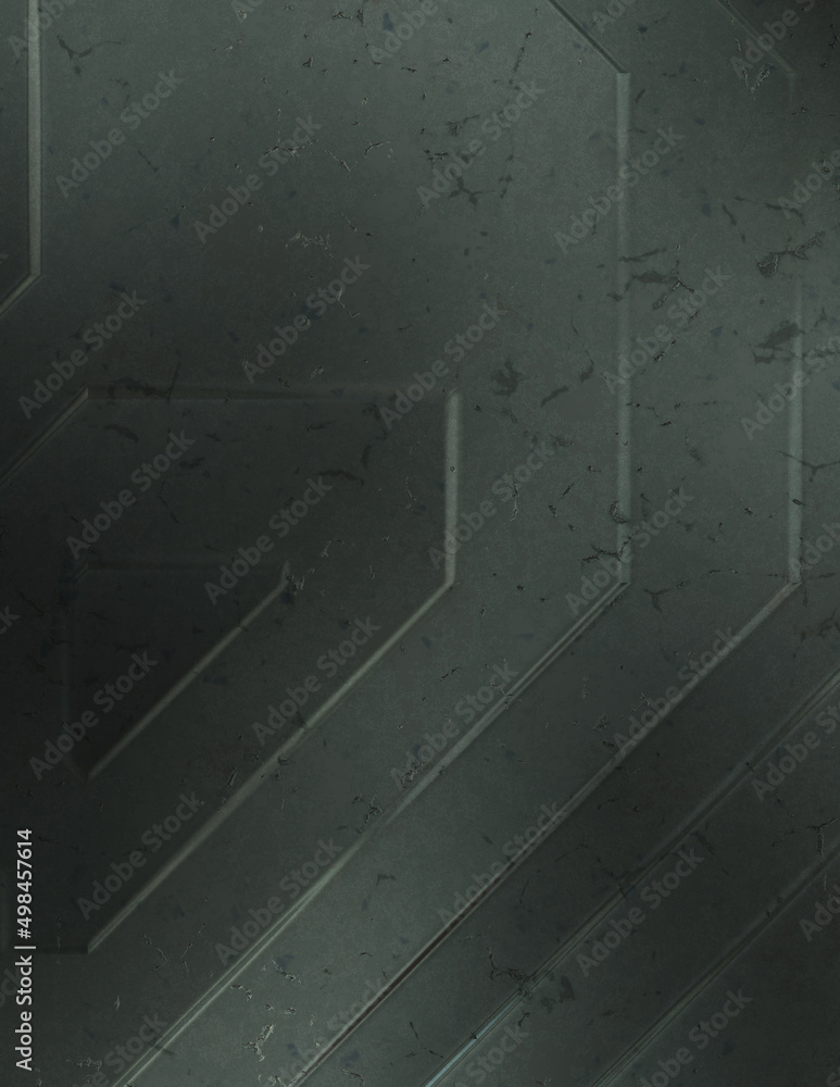Pitted SciFi panels wall. 3D illustration. Futuristic conceptual design ...