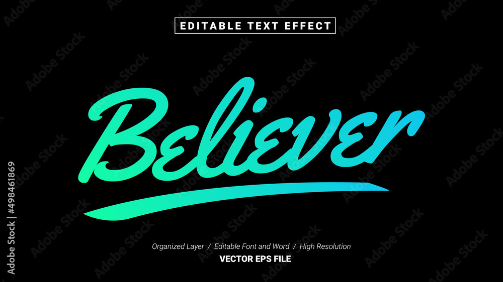 Editable Believer Font. Typography Template Text Effect Style ...