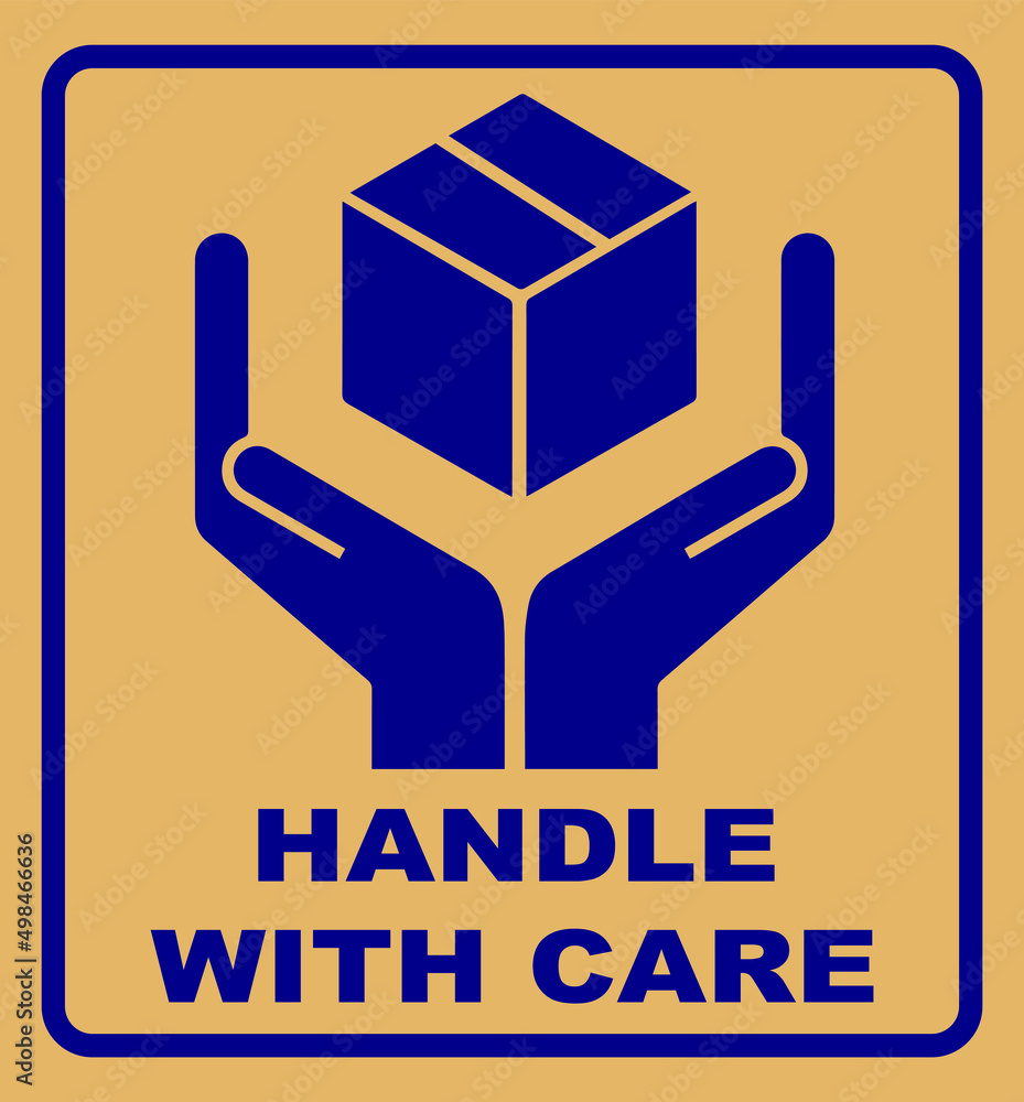 Handle with care sign isolated on carton box. Vector illustration. Package flat symbol Stock ...