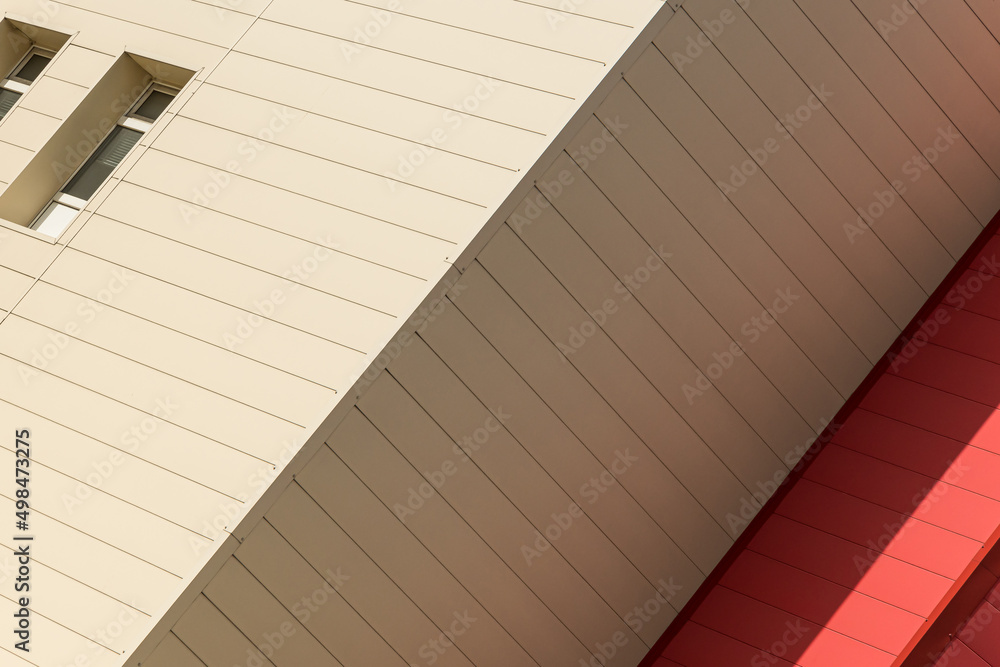 Geometric colored building facade elements with planes, lines and ...