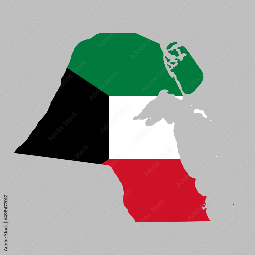 Vetor de Kuwait flag inside the Kuwait map borders vector illustration ...