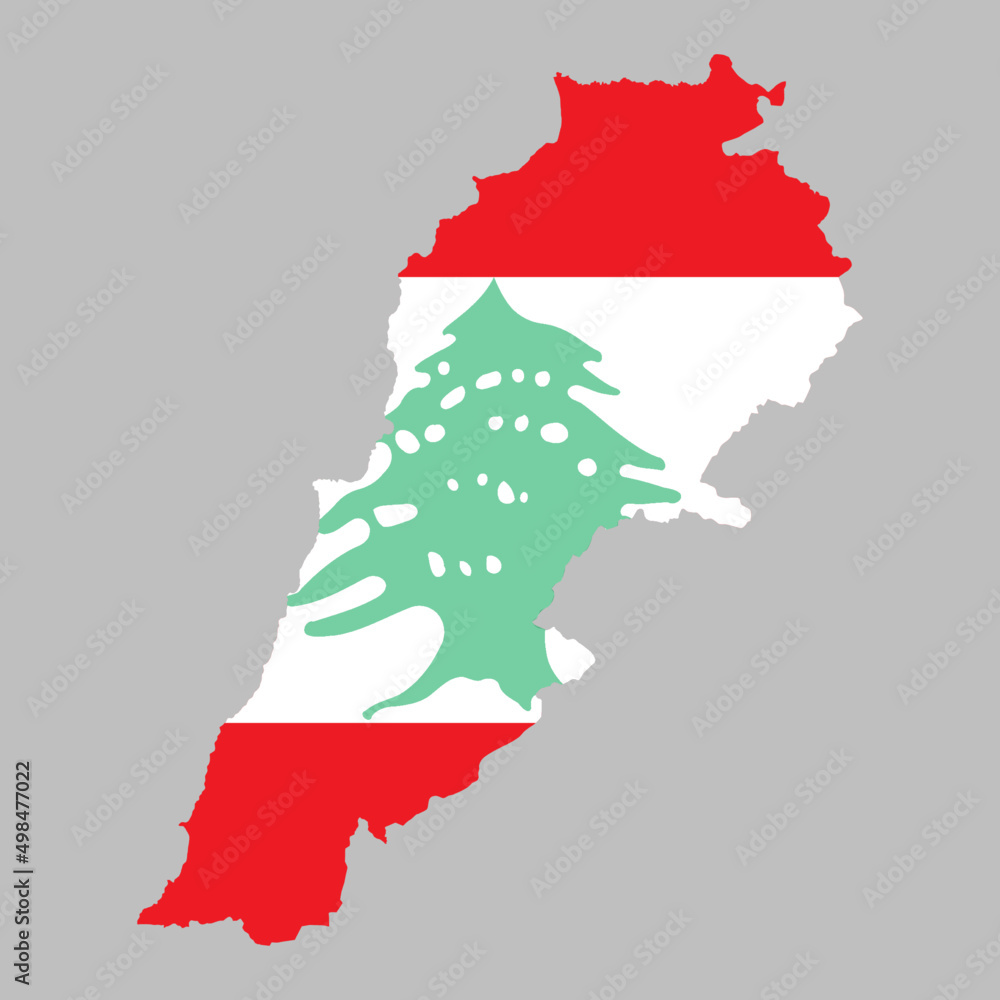Lebanon flag inside the Lebanese map borders vector illustration Stock ...