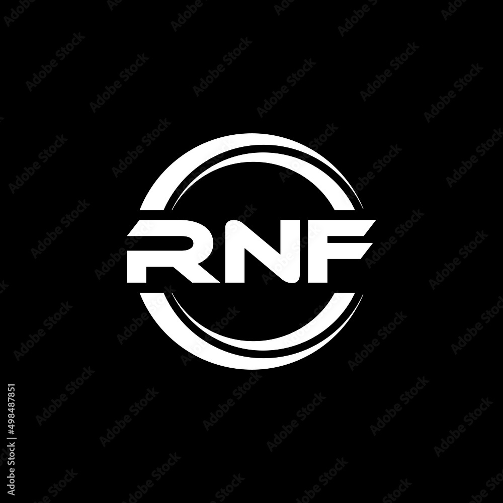 RNF letter logo design with black background in illustrator, vector ...
