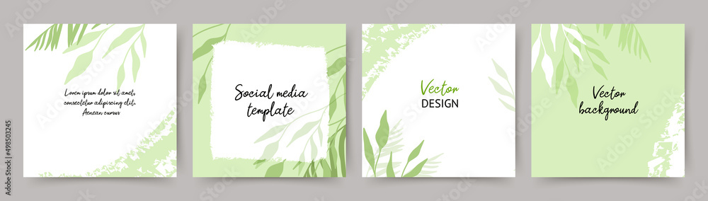 Abstract spring summer green background. Social media post template ...