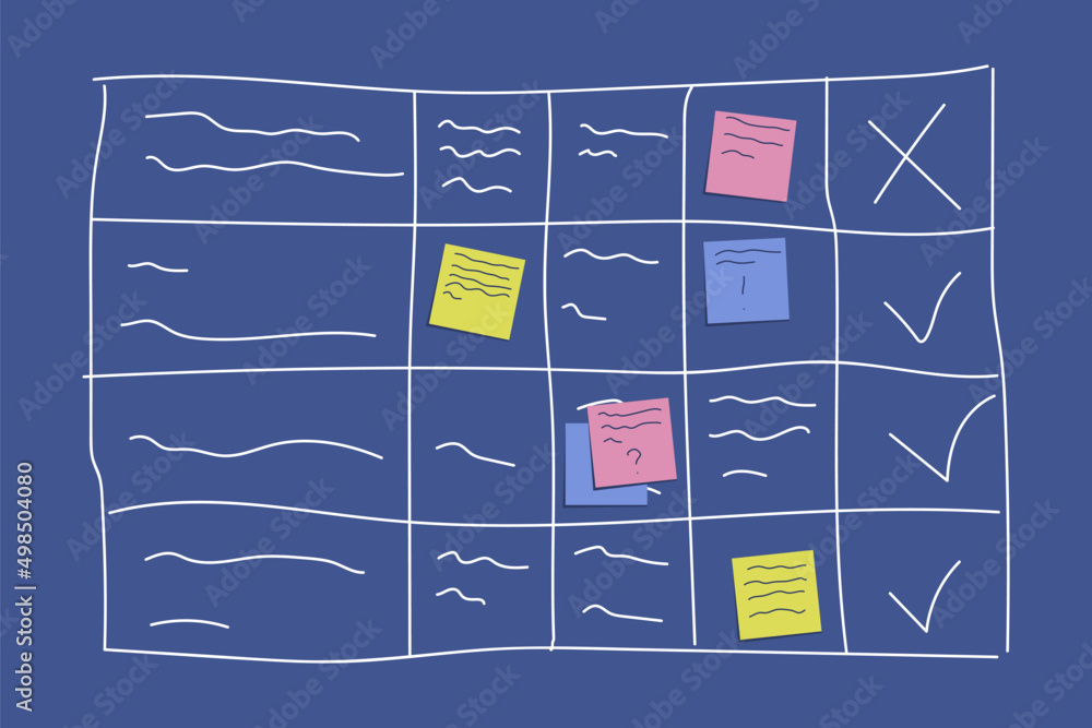 Planning board concept with sticking colorful papers and writing tasks ...