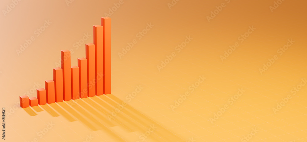 3D process bar chart trend design for business presentation, investment ...
