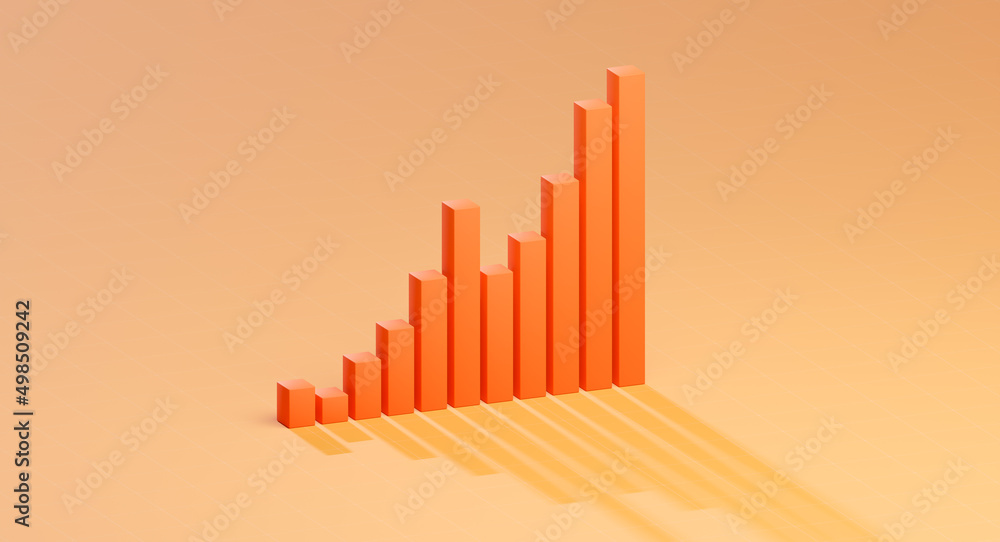 3D process bar chart trend design for business presentation, investment ...