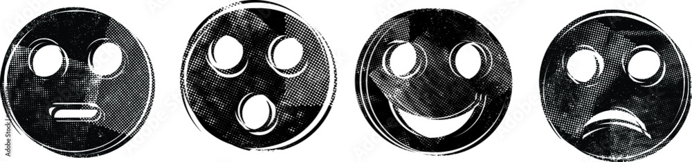 Glitch distorted geometric shape . Blurred emoji .Minimal art design ...