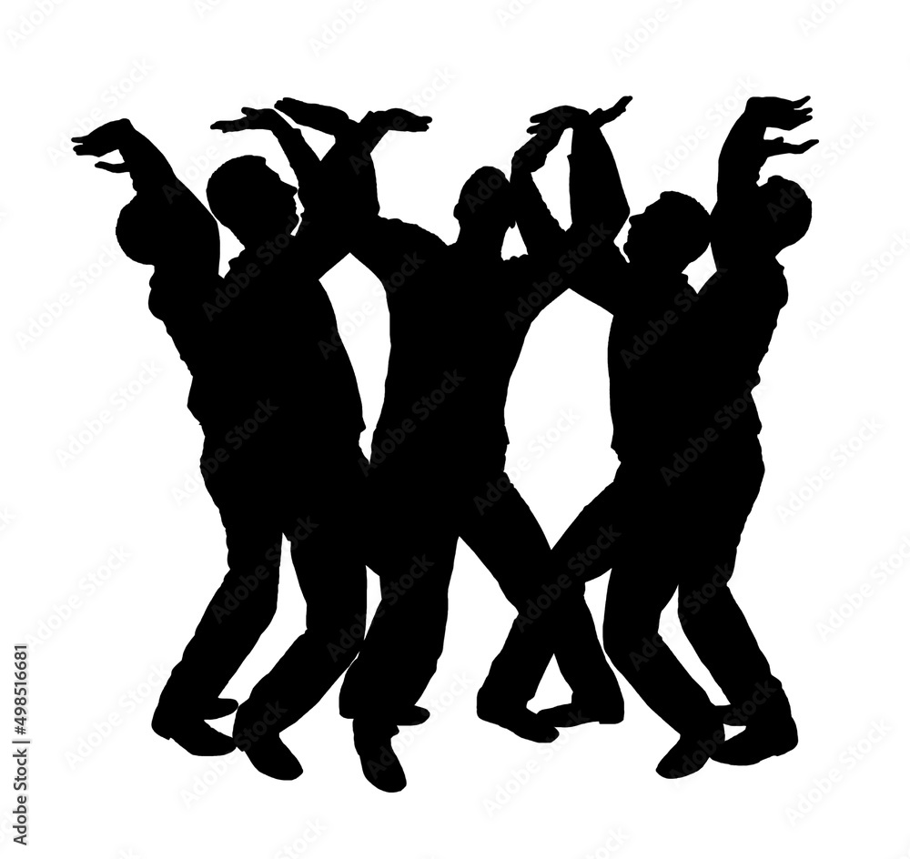 Vector silhouette of a crowd of men with their hands up Stock Vector ...