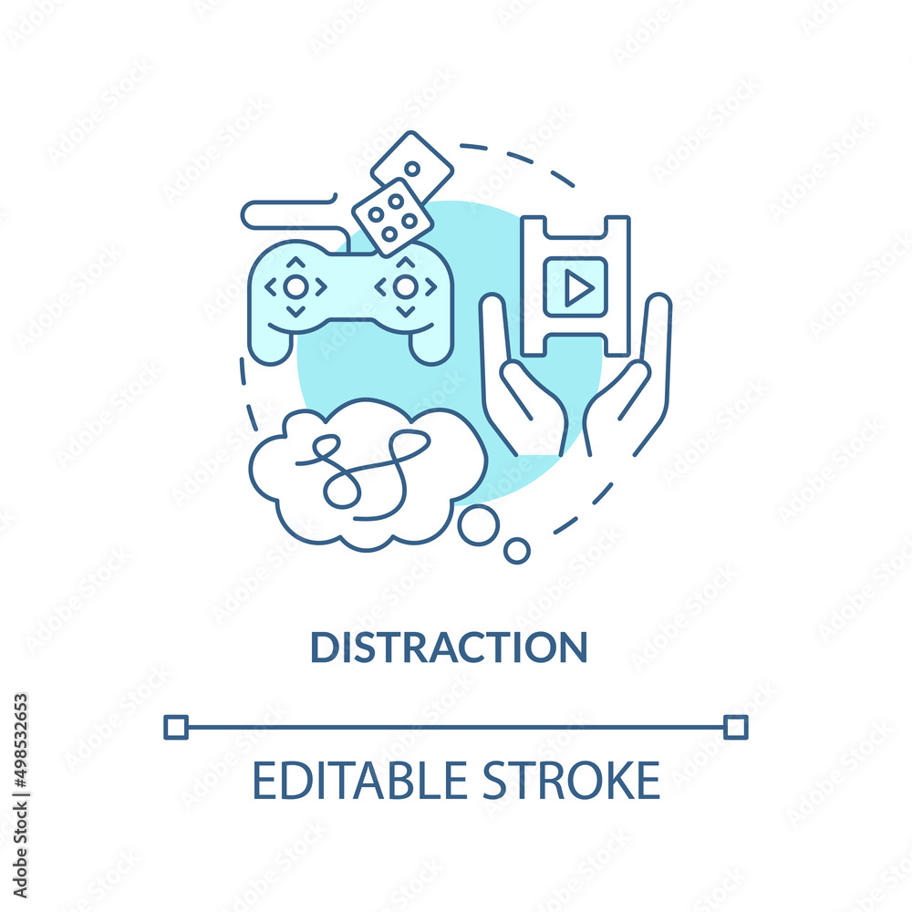 Distraction turquoise concept icon. Deal with anxiety and fear. PTSD ...