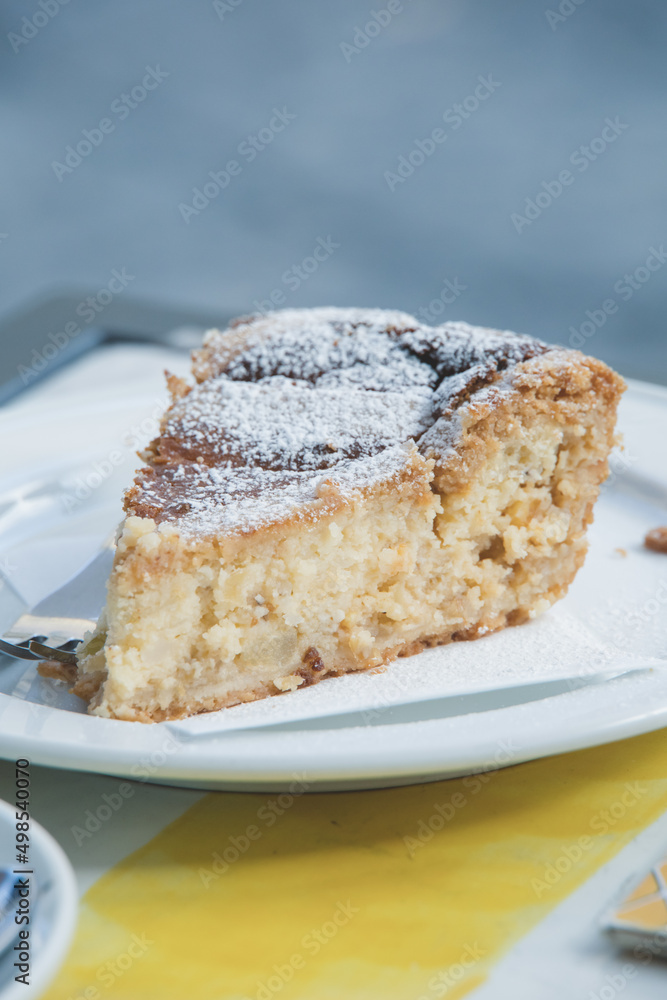Close up shot from above of a delicious neapolitan cake called PASTIERA ...