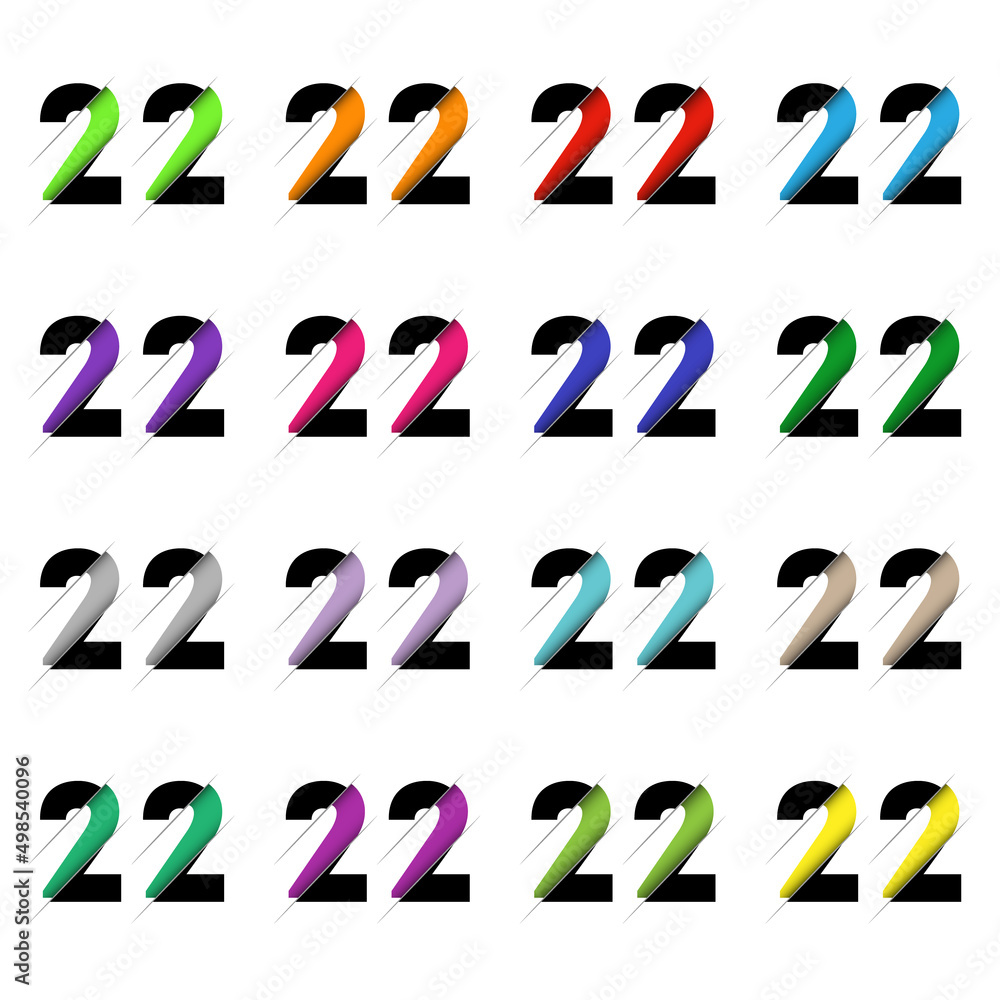 Paper cut number twenty two 22. Realistic 3D multi layers papercut ...