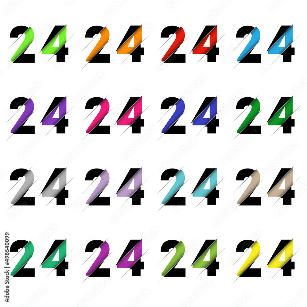 Paper cut number twenty four 24. Realistic 3D multi layers papercut ...