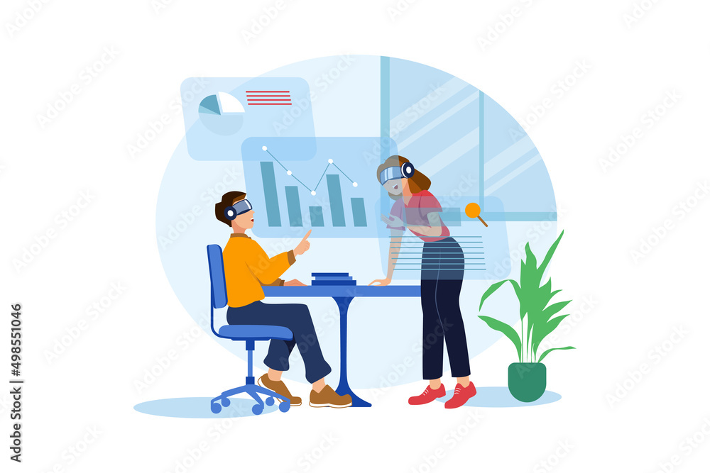 Virtual Reality Illustration concept. Flat illustration isolated on ...