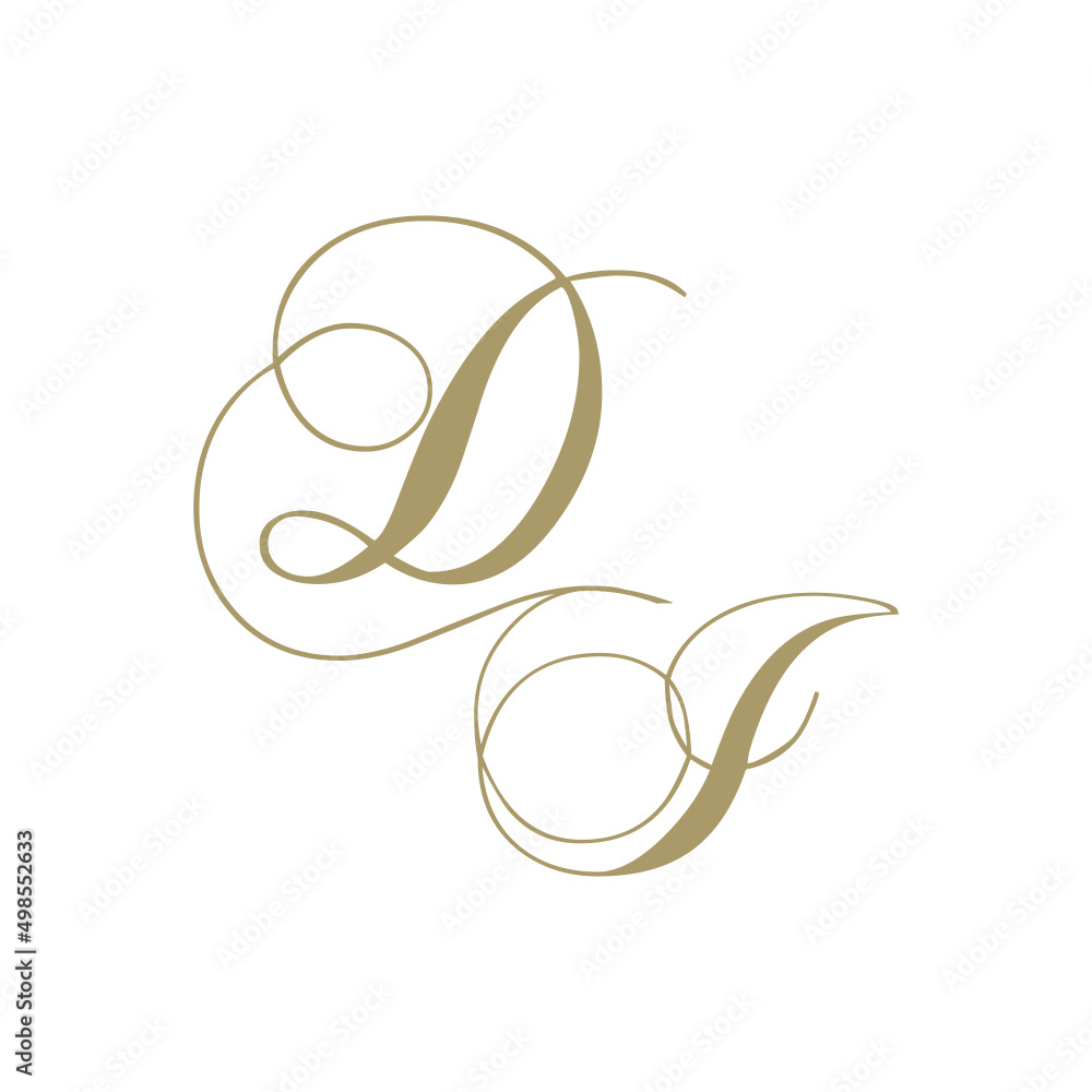 gold script monogram, letter d and letter I Stock Vector | Adobe Stock