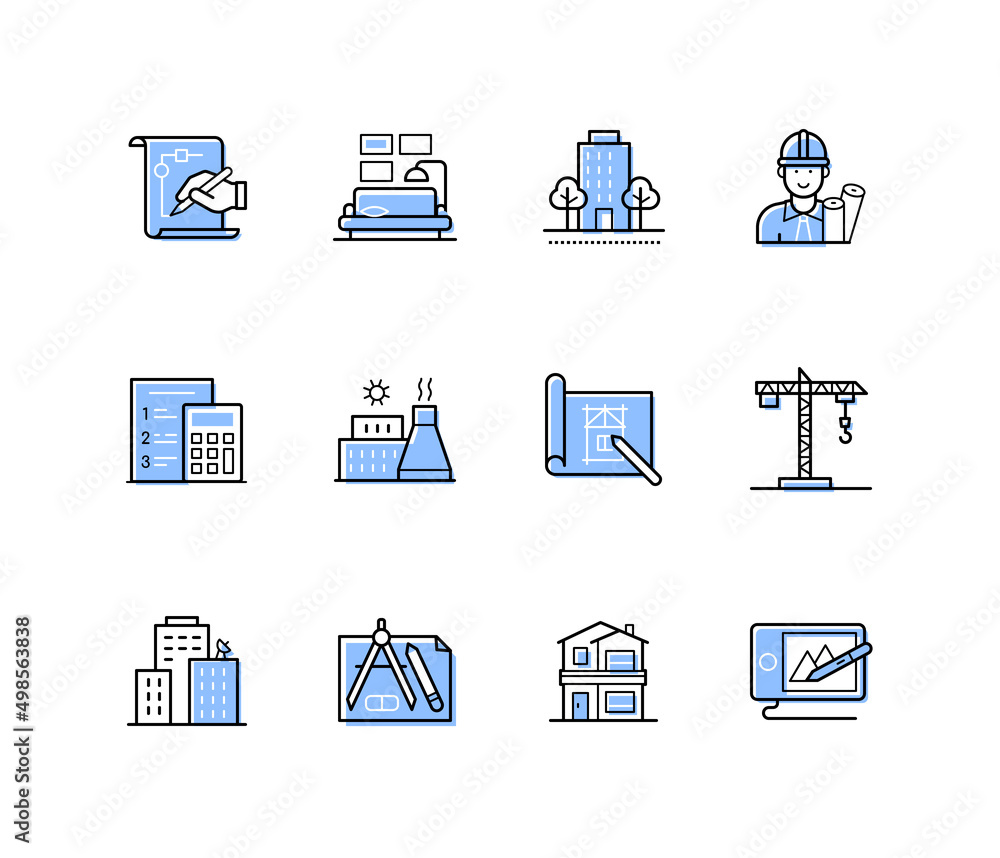 Building and construction - modern line design style icons set Stock ...