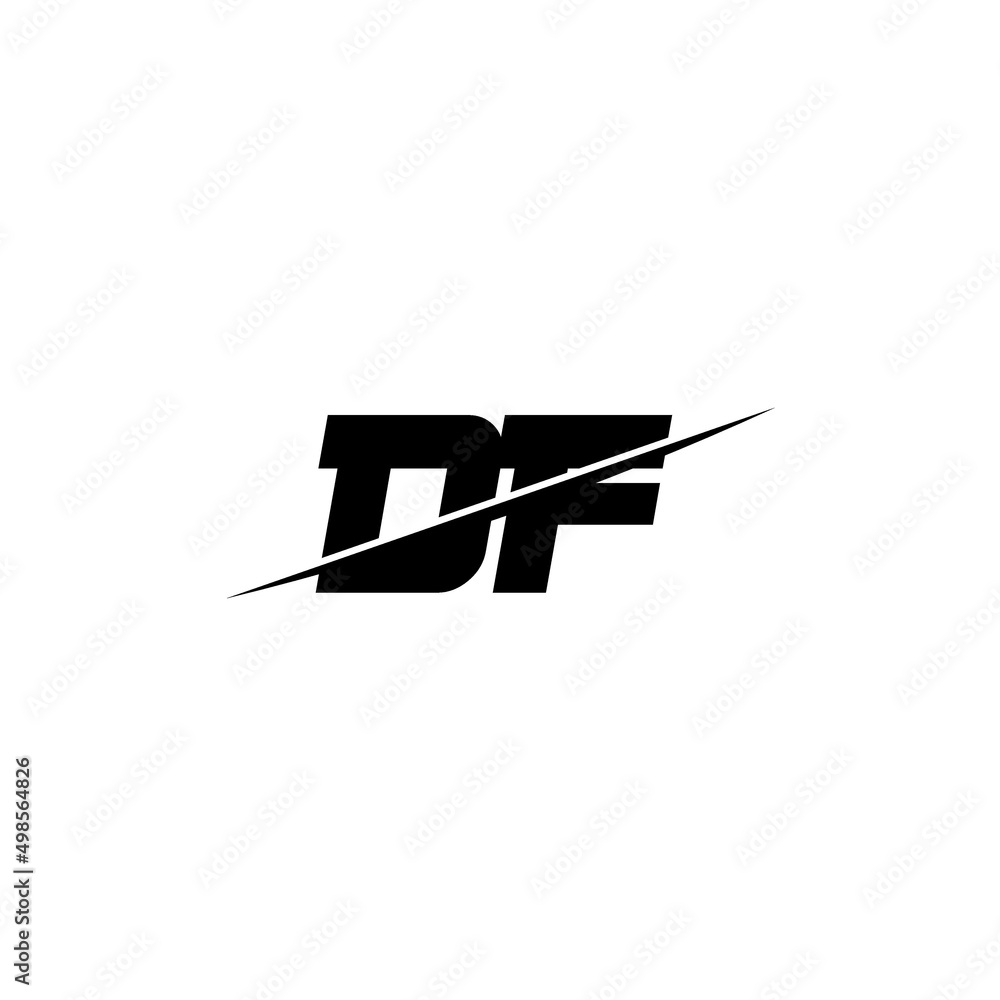 Flat minimal initial DF letter logo with creative cut design ...