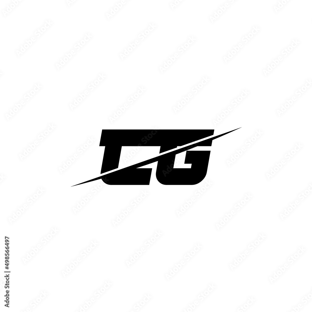 Flat minimal initial CG letter logo with creative cut design ...