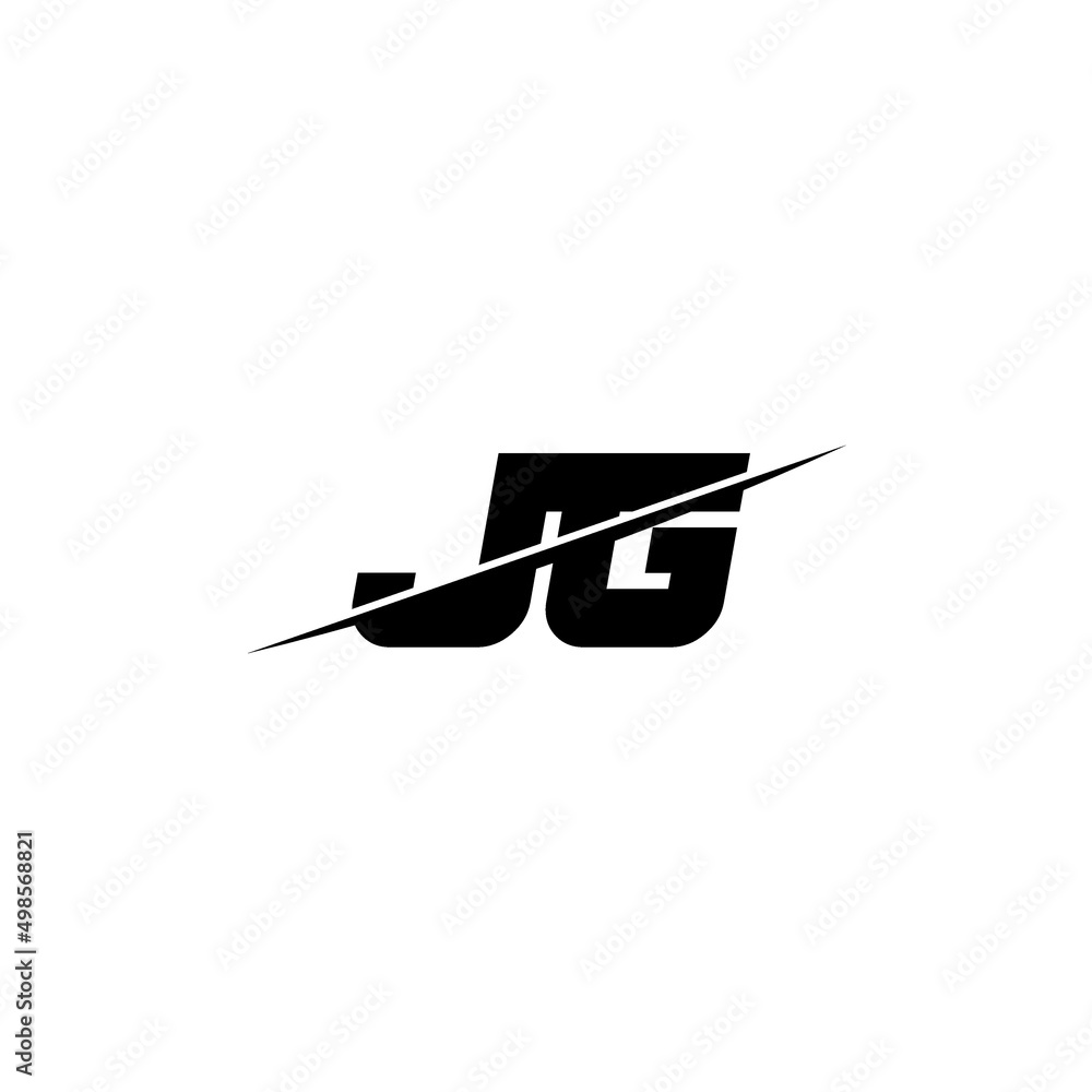 Flat minimal initial JG letter logo with creative cut design ...