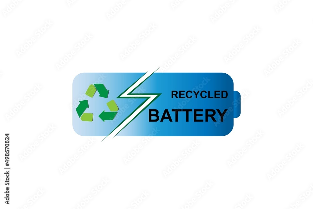 Battery Recycling Icon. Battery image and recycling symbol in green ...