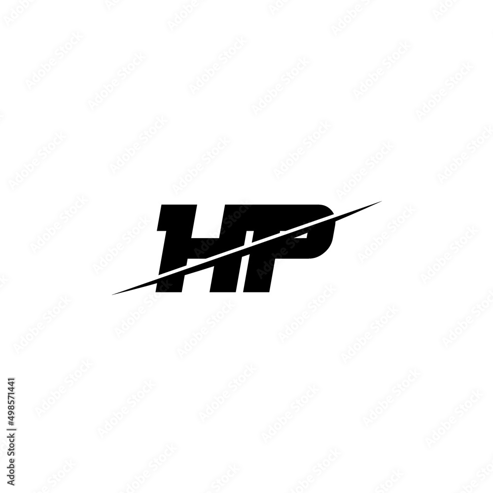 Flat minimal initial HP letter logo with creative cut design ...