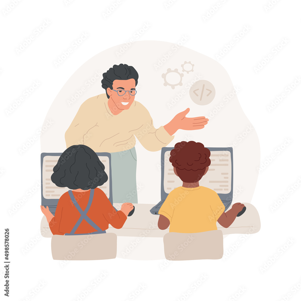 Coding class isolated cartoon vector illustration. Coding class for ...