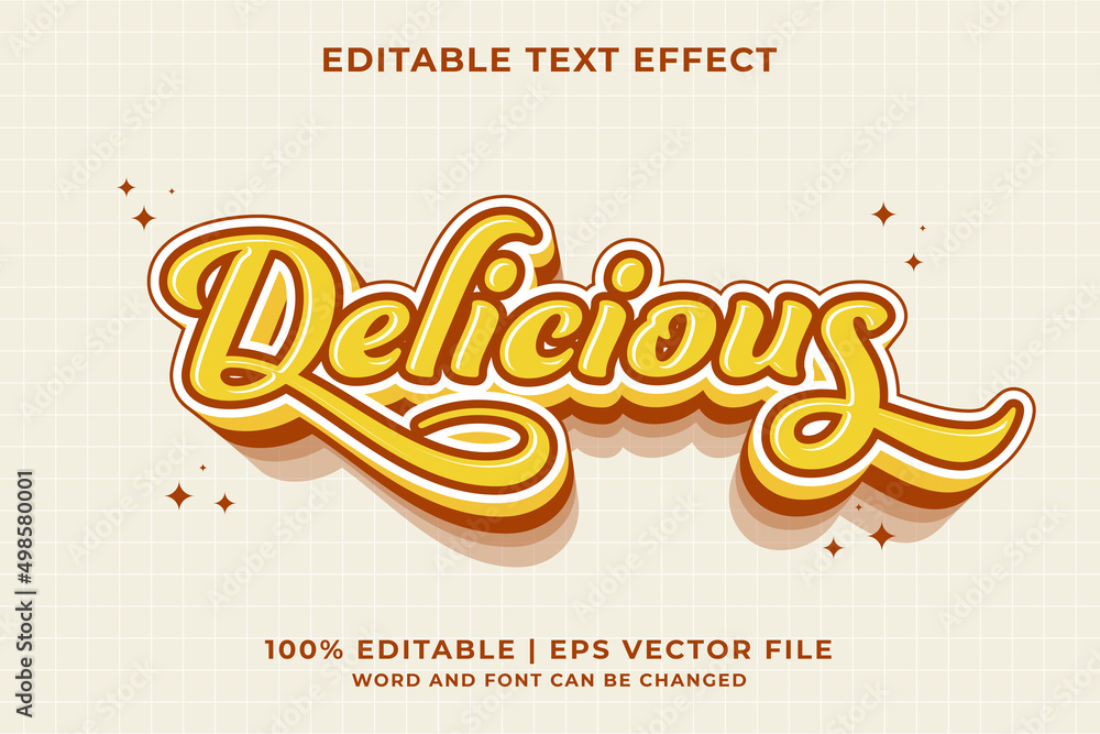 Editable text effect Delicious 3d Cartoon template style premium vector ...