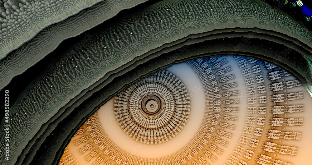 Abstract Computer generated Fractal design. 3D Aliens Illustration of a ...