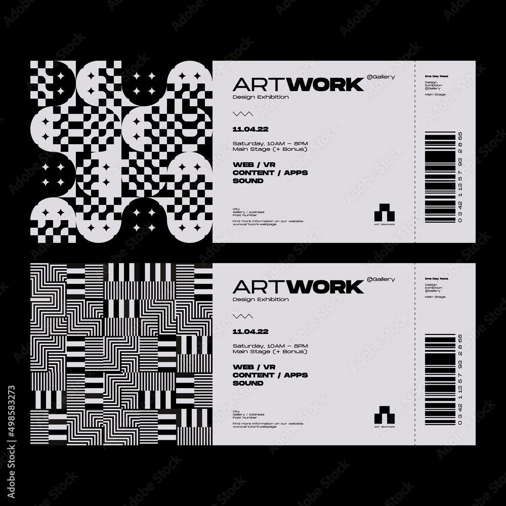 Poster Modern Exhibition Ticket Template Design Made With Abstract Vector Geometric Sha ...
