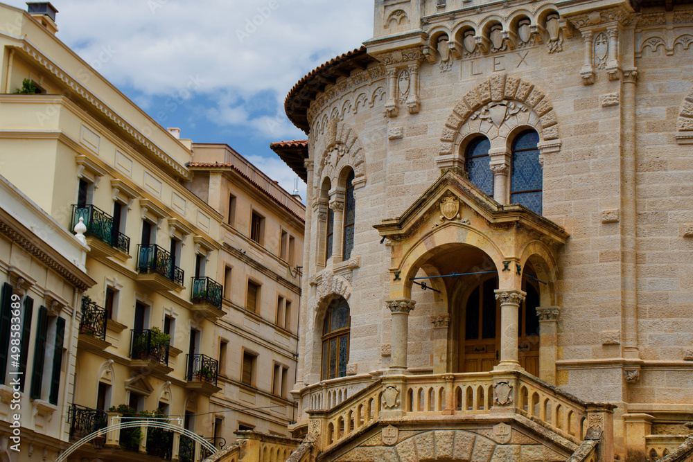 Facade of the palace of Justice in Monaco with a double staircase Stock ...
