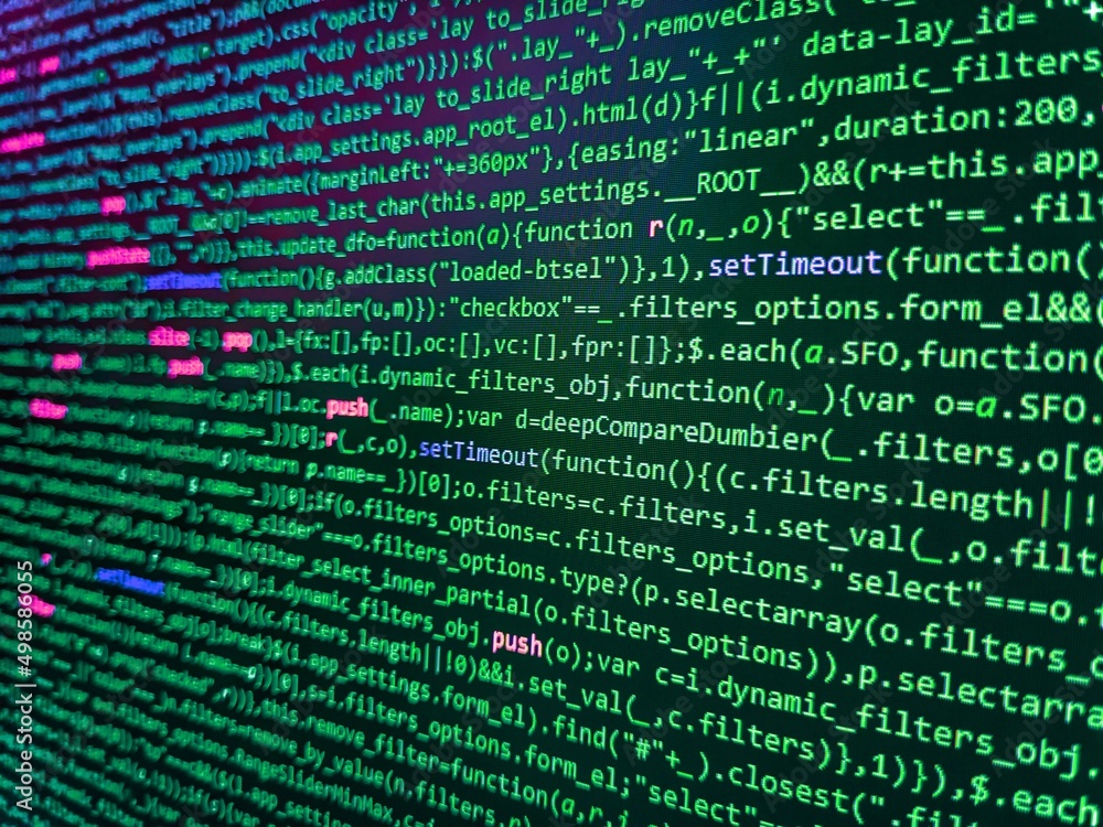 Developing Programming Binary Code Coding Css On Mornitor At The Office For Background Or