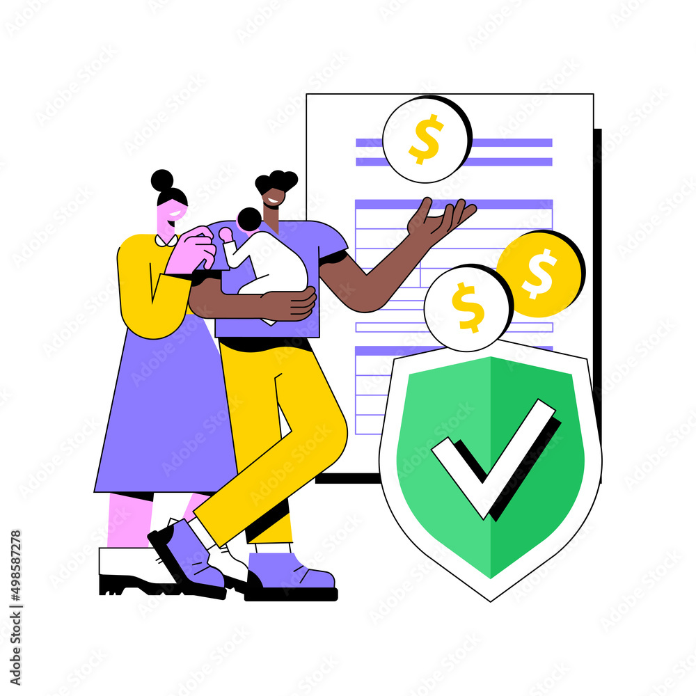 Vetor de Child benefit abstract concept vector illustration. Dependent ...